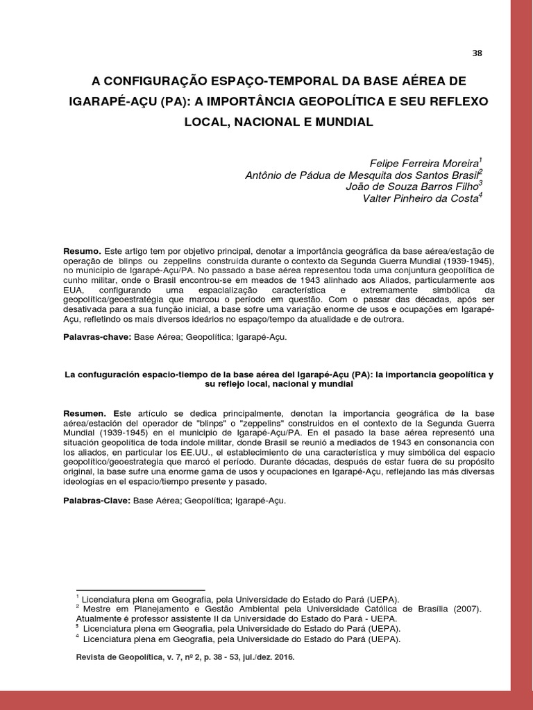 Geopolítica da Base Aérea em Igarapé-Açu | PDF | Brasil | Geopolítica