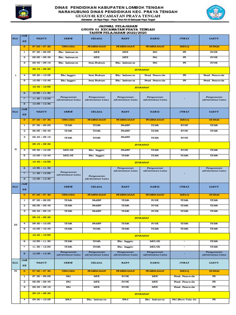 Jadwal Pai 2022-2023 | PDF