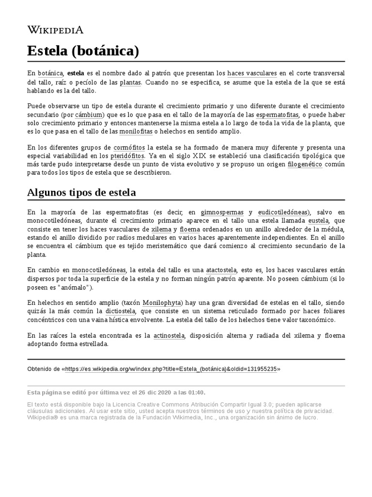 Estela (Botánica) | PDF | Morfología Vegetal | Ramas de la botánica