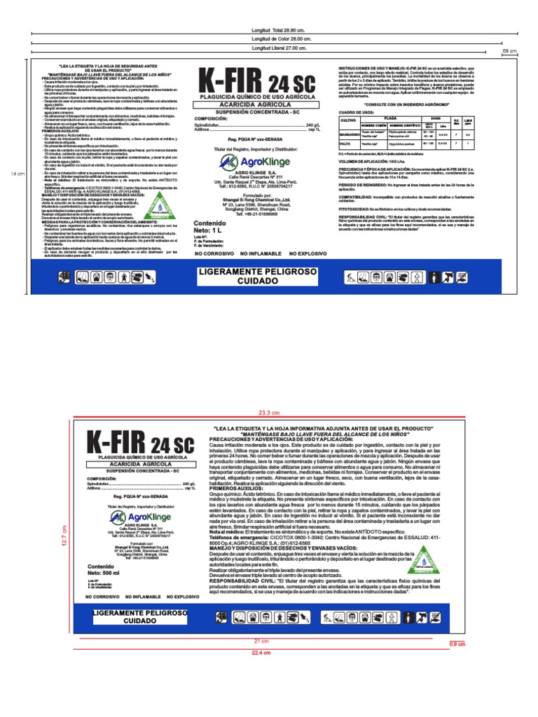 Etiquetas K-Fir 24 SC | PDF | Agua | Pesticida