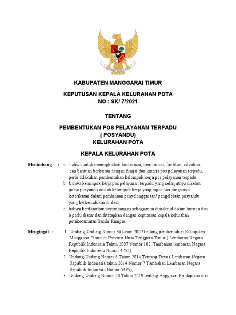 Pembentukan Pokja Posyandu Pota | PDF