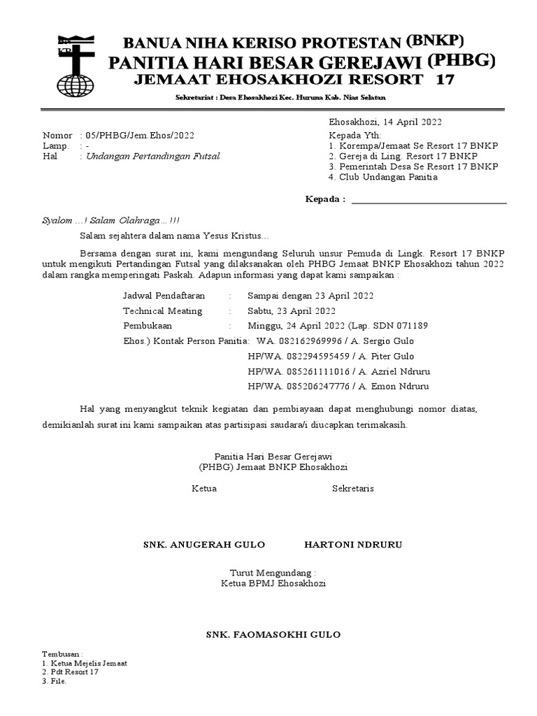 Undangan Futsal Dan Formulir | PDF