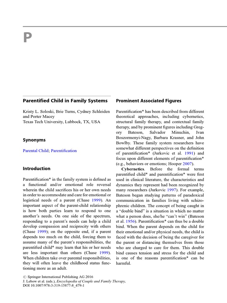 Parentified Child | PDF | Psychotherapy | Socioeconomic Status