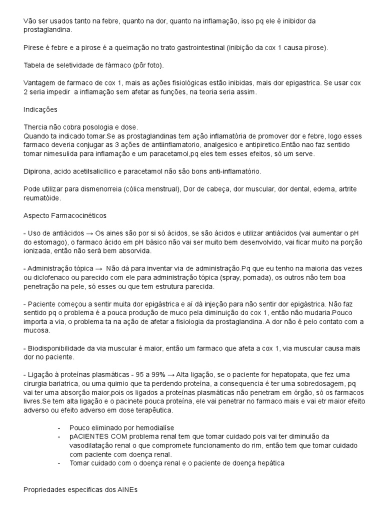 AINES | PDF | Anti-inflamatório não esteroide | Aspirina
