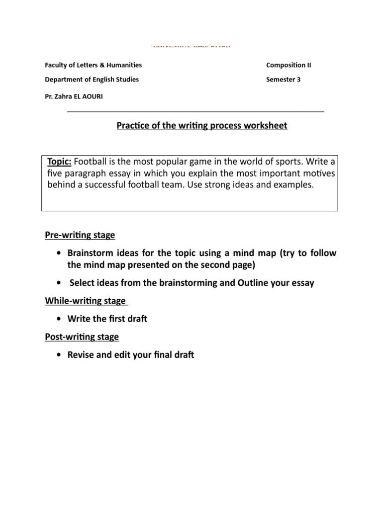 Practice of the writing process worksheet (1) | PDF | Essays | Aesthetics