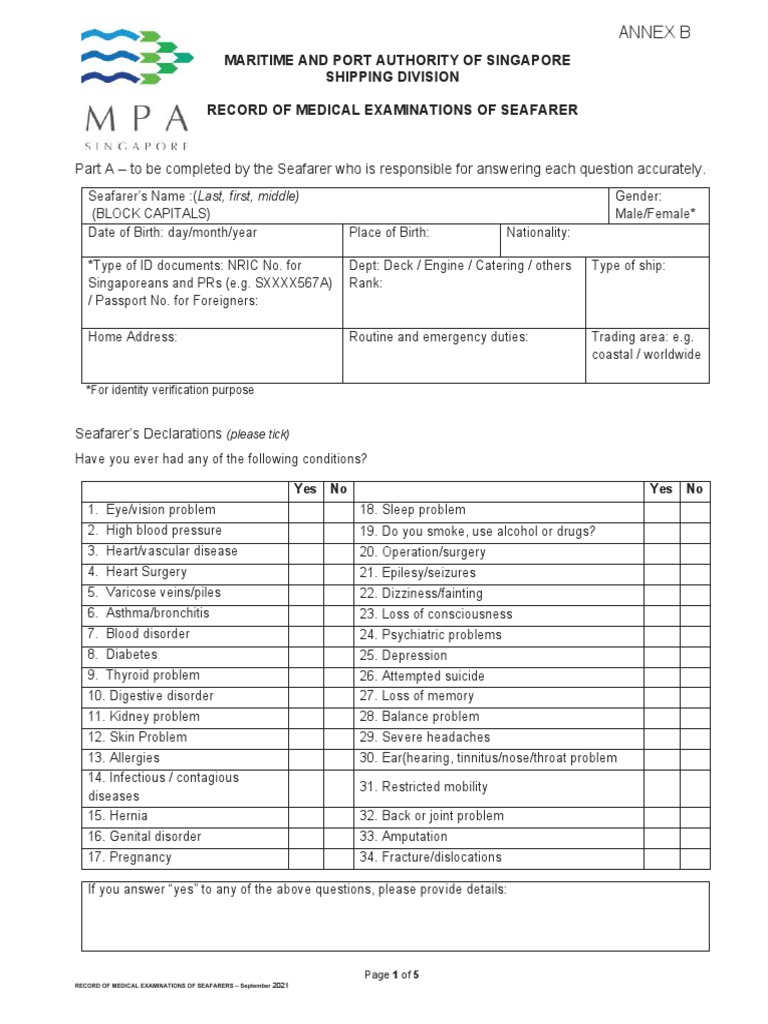 Seafarer's Medical Fitness Certificate | PDF
