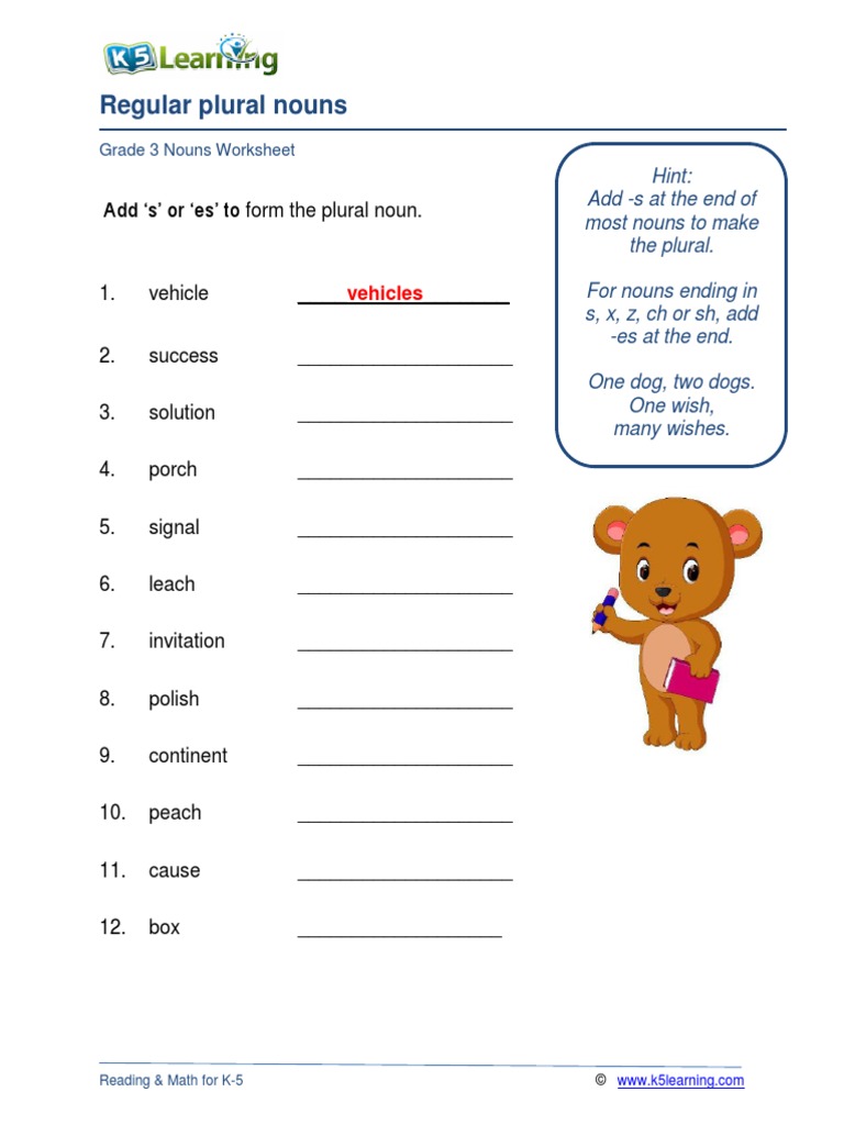 Grade 3 Plural Nouns Worksheet | PDF | Teaching Methods & Materials