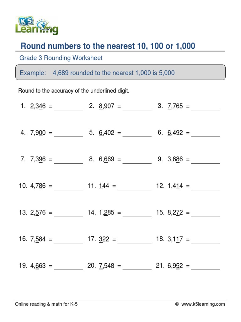 Grade 3 Round Numbers Nearest 10 or 100 or 1000 B | PDF | Teaching ...