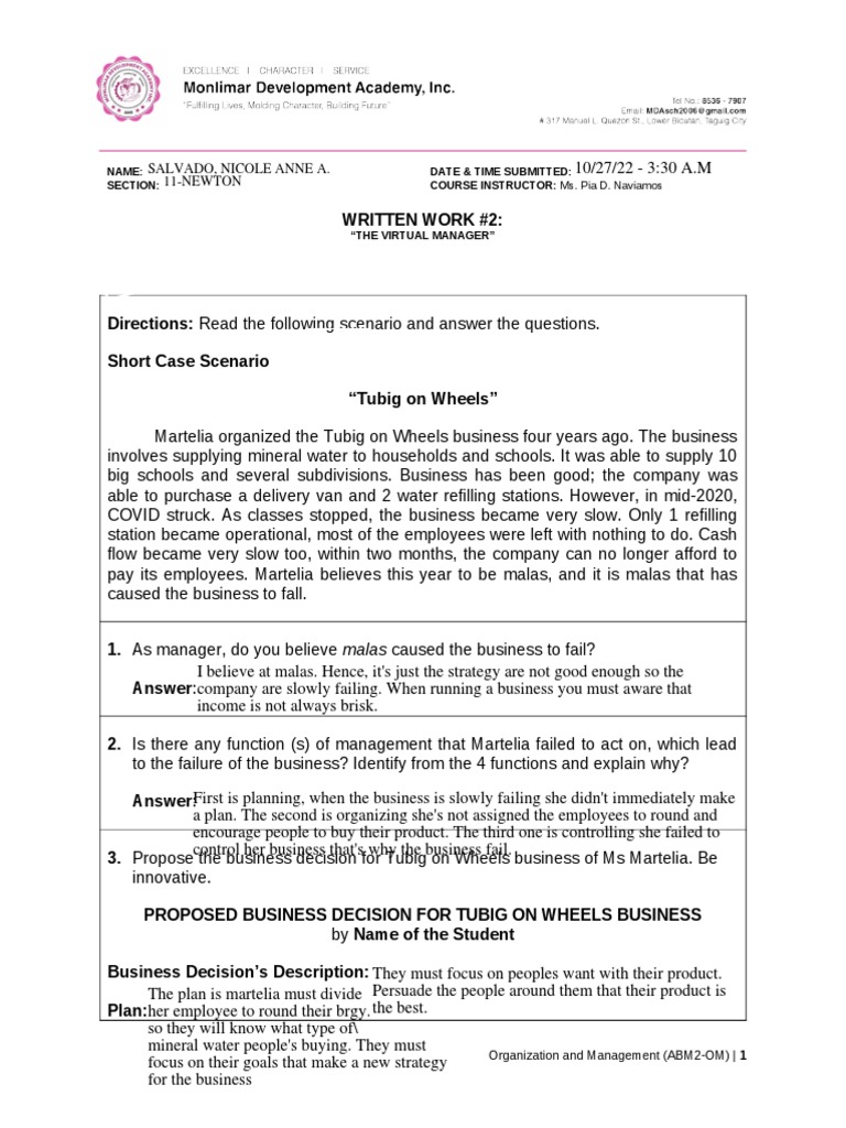 Nicole Anne Salvado - Written Work #2 | PDF | Economies | Business