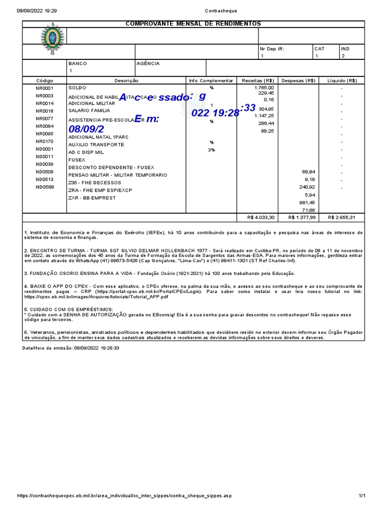 Contracheque | PDF | Economias