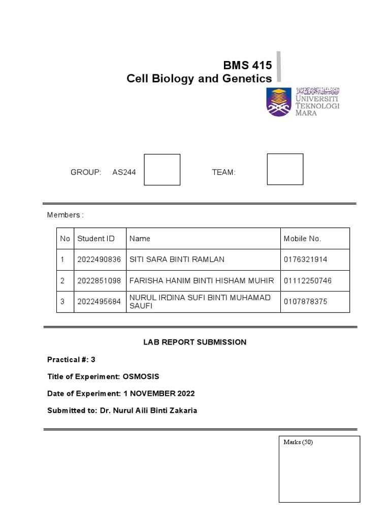BMS415 Lab Report 4 | PDF