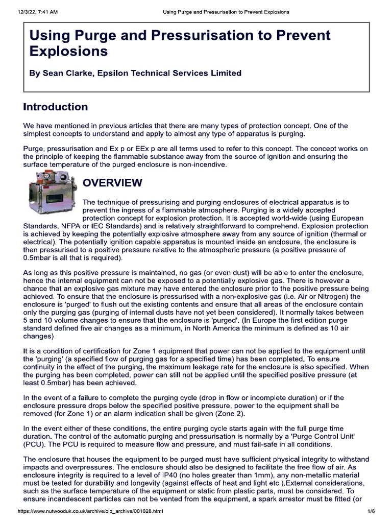 Using Purge and Pressurisation To Prevent | PDF