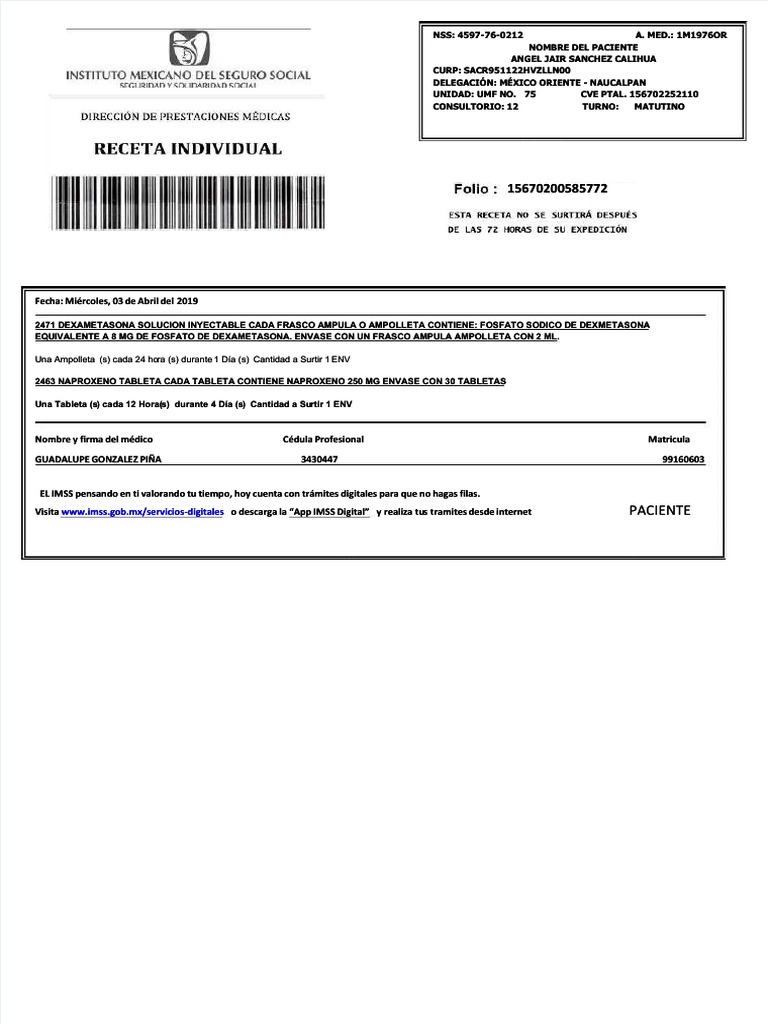 PDF Receta Imss Editable - Compress | PDF