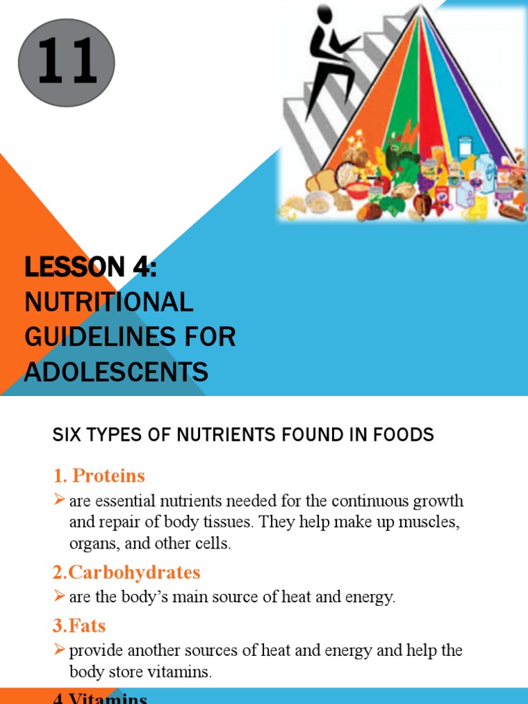 Lesson 4: Nutritional Guidelines For Adolescents | PDF