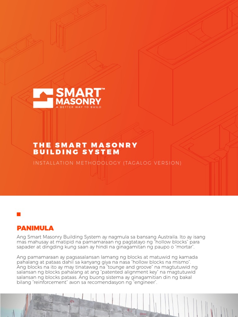 SMART-MASONRY-INSTALLATION-MANUAL Tagalog | PDF | Masonry | Materials