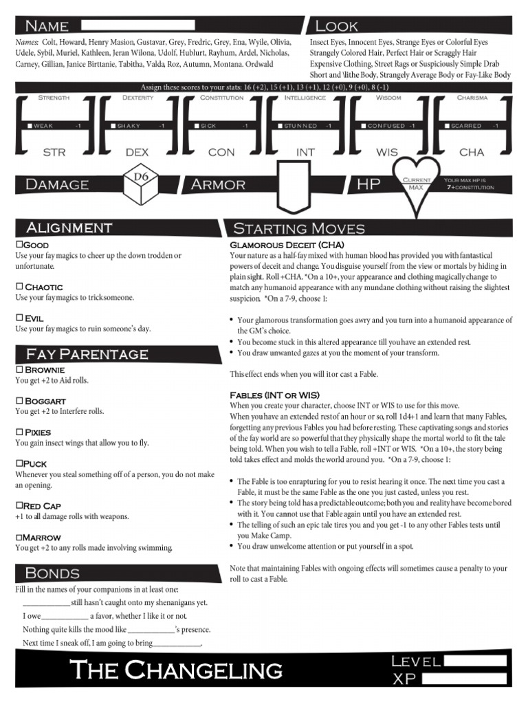 Changeling Character Abilities Guide | PDF