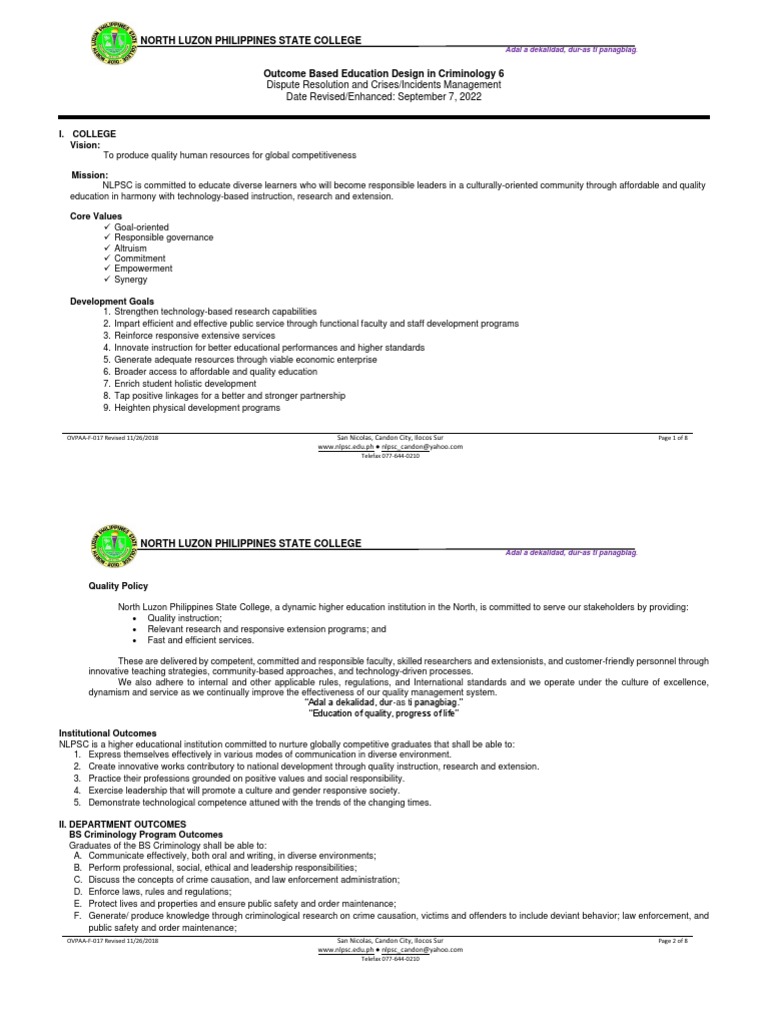 NLPSC Dispute Resolution and Crisis Management | PDF | Crimes | Crime ...