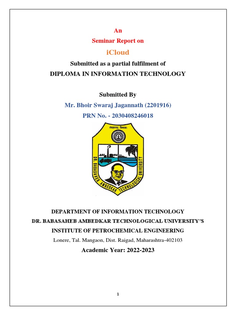 Seminar Report On ICloud | PDF | I Cloud | Ios
