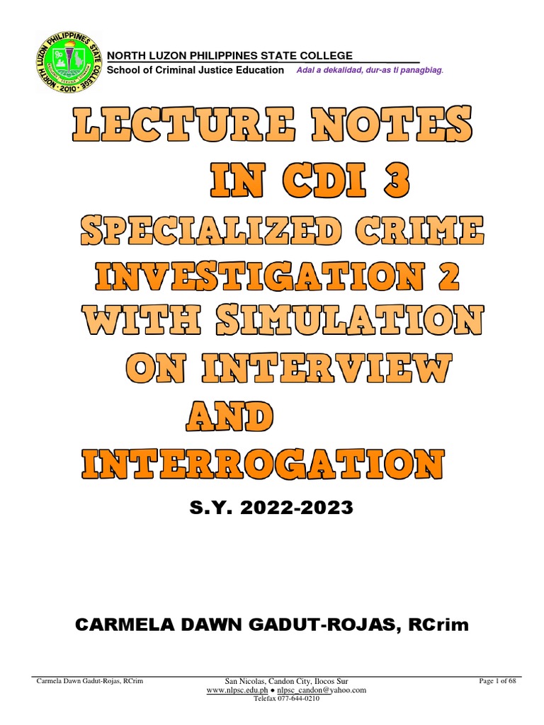 Compiled Notes in CDI 3 2022 2023 | PDF | Arrest | Search Warrant
