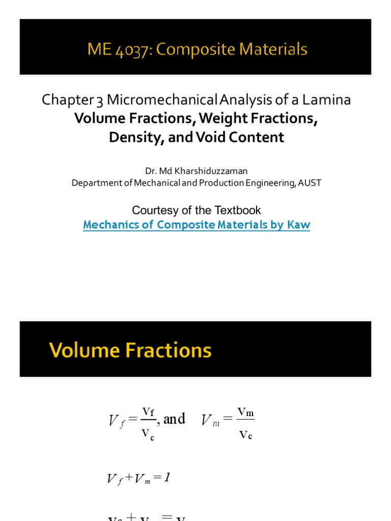 Volume Weight Fractions Density Void Fraction Pdf Strength Of