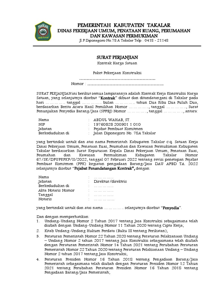 Draft Kontrak Fisik | PDF