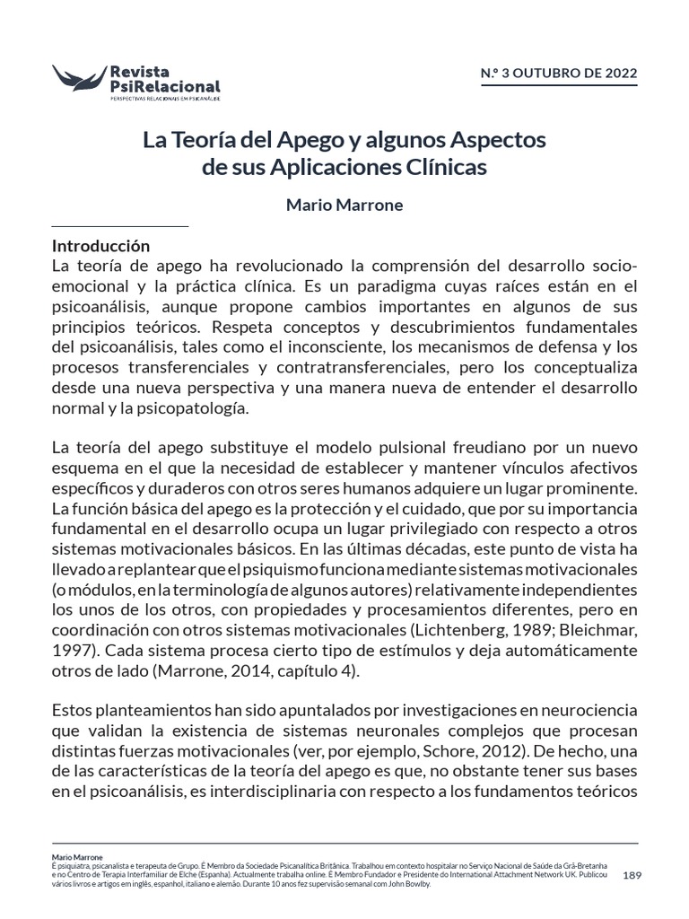 Apego Mario-Marrone-Es | PDF | Psicoterapia | Ciencias del comportamiento