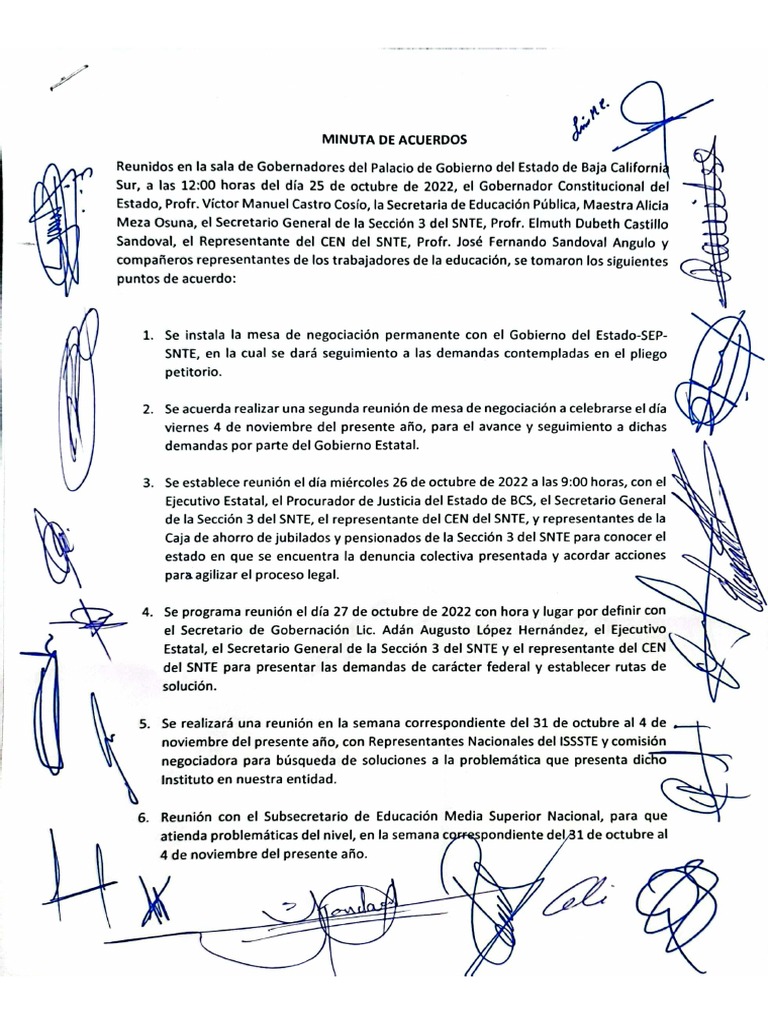 MINUTA DE ACUERDOS | PDF