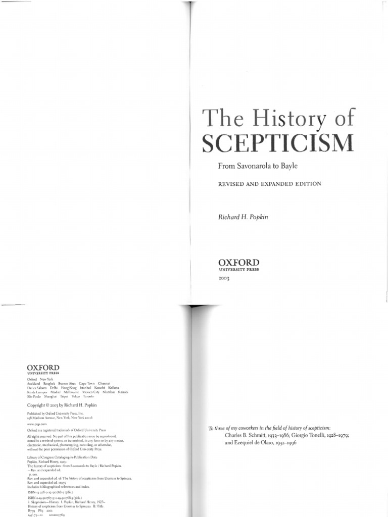 The History of Scepticism, Richard Popkin | PDF