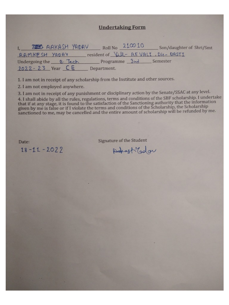 Undertaking Form | PDF