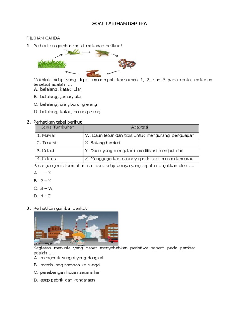 SOAL USPBK IPA 2022 Tryout | PDF
