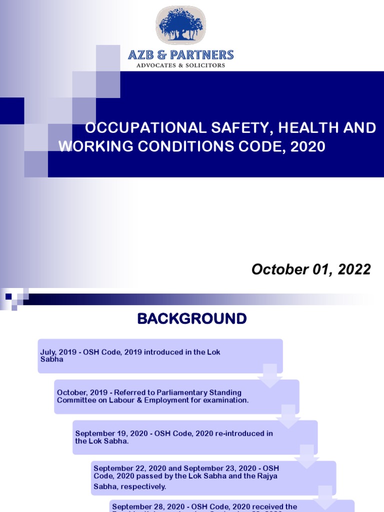 Presentation - Occupational Safety Health Working Conditions Code 2020 ...