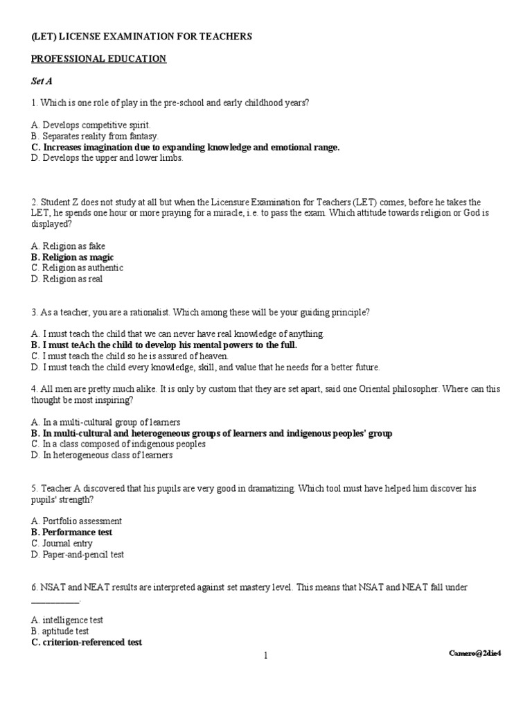 Professional Education Reviewer Pdf Teachers Test Assessment