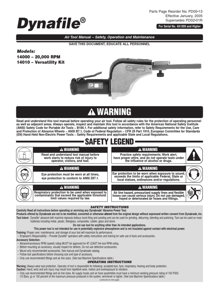 Dynabrade Dynafile Manual | PDF | Valve | Electric Motor