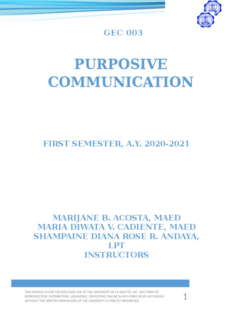 Purposive Communication | PDF