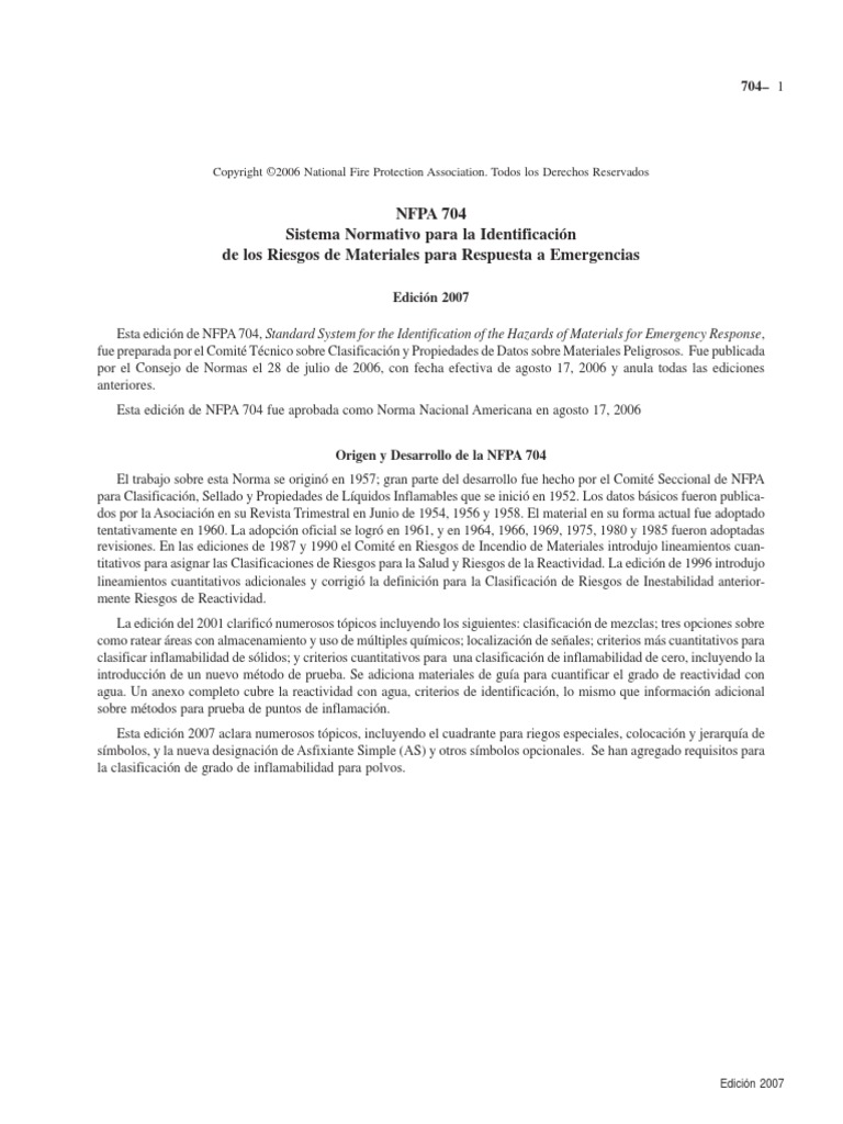 Diamante NFPA 704 - Share | PDF | Destilación | Oxígeno