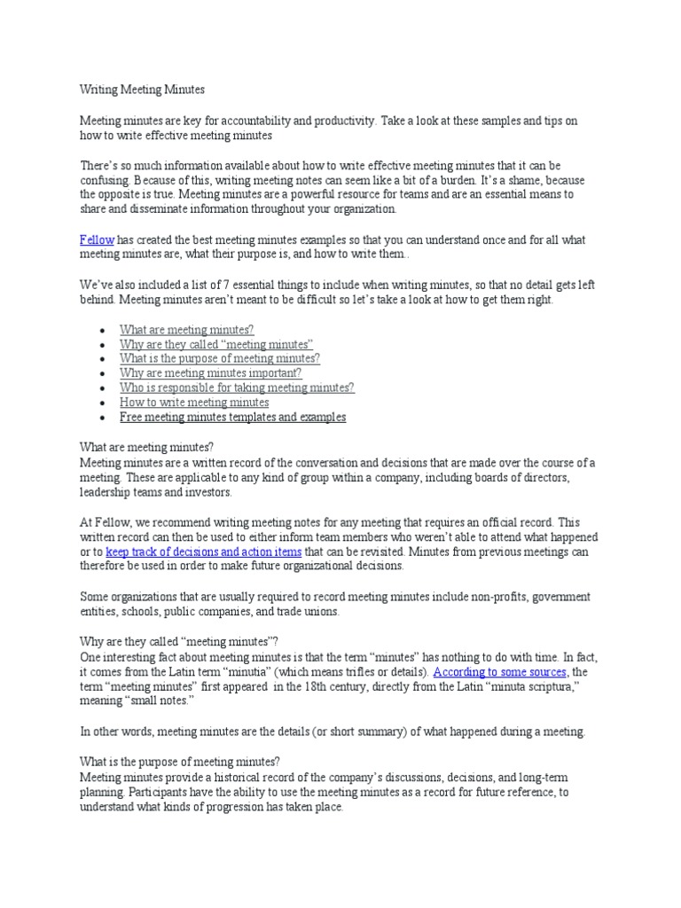 Writing Minutes of The Meeting Reporting Ge 4 | PDF | Agenda (Meeting)