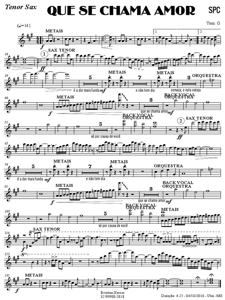 Que Se Chama Amor - SPC - Tenor Sax | PDF