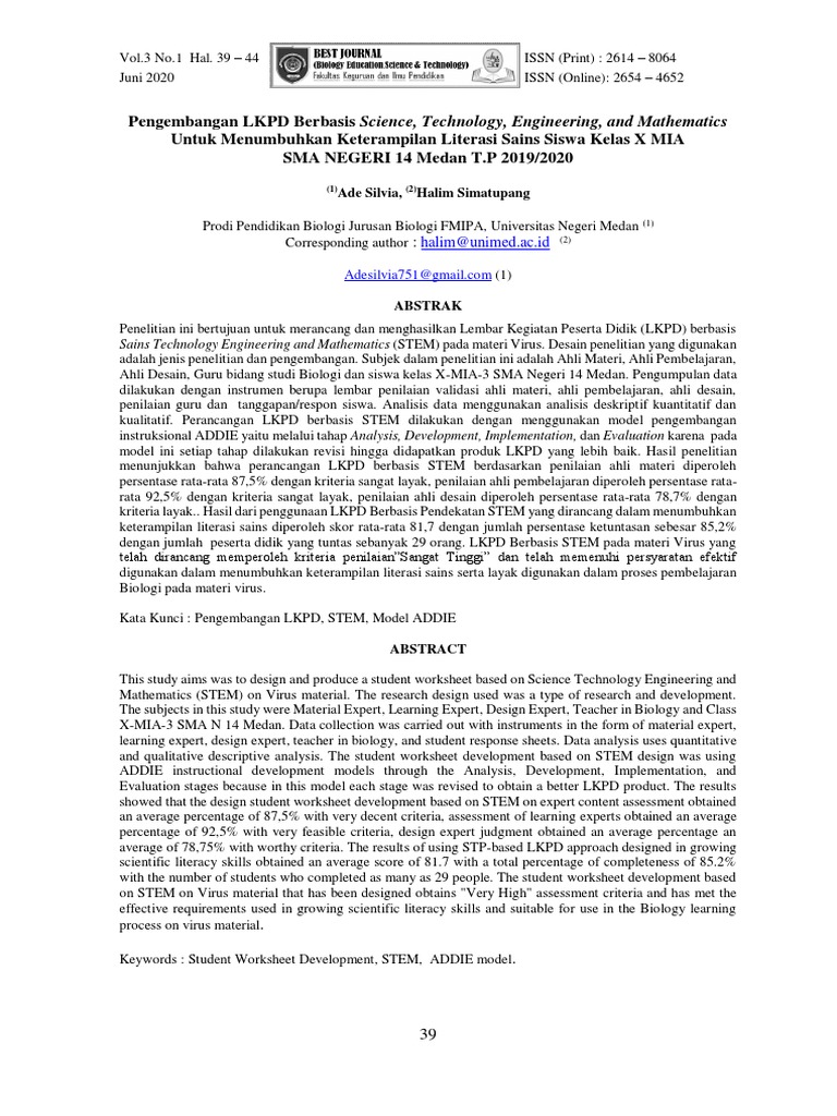 Pengembangan LKPD Berbasis Science Technology Engi | PDF