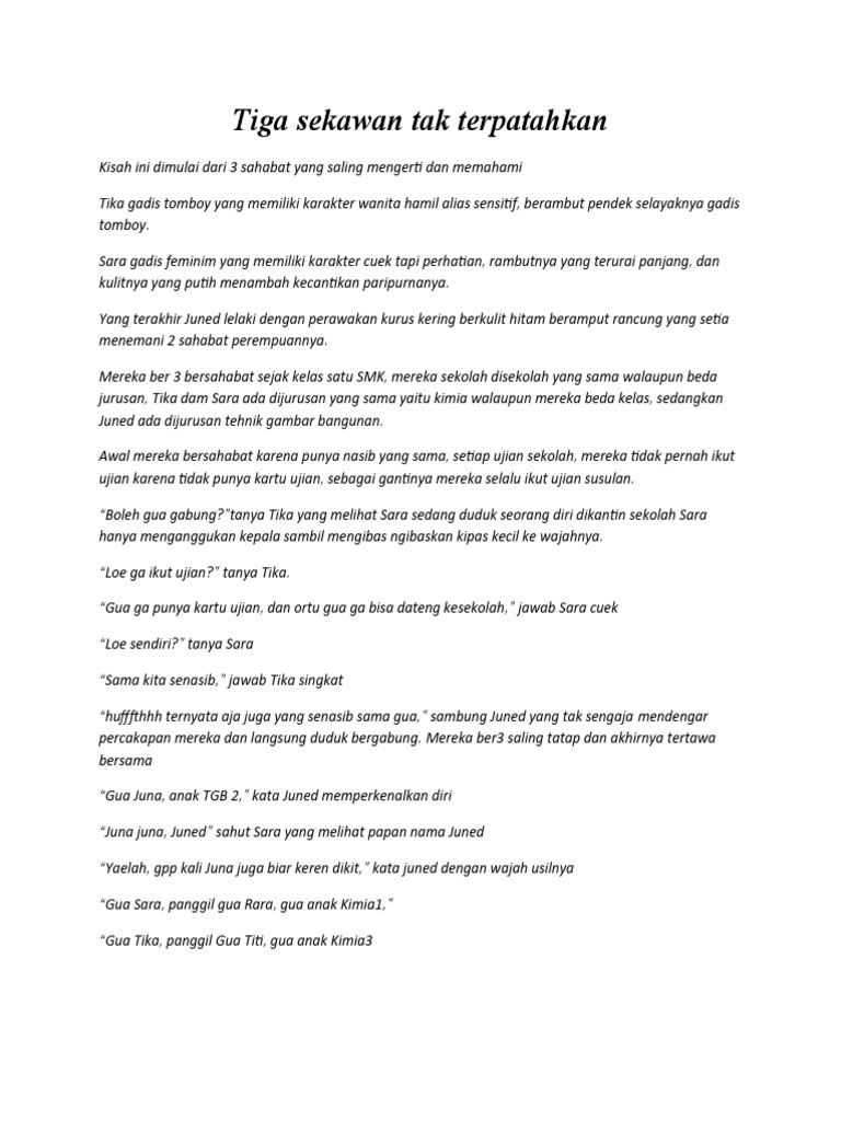 Cerpen Tiga Sekawan | PDF