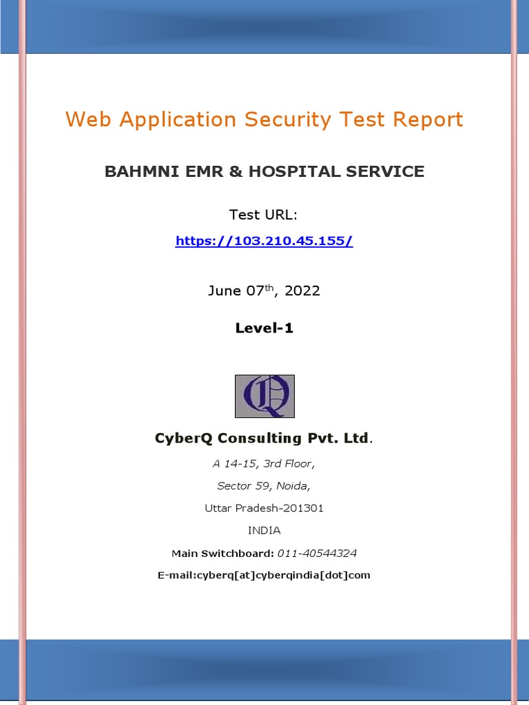 Security Audit of BAHMNI EMR & HOSPITAL SERVICE Web Application Level-1 ...