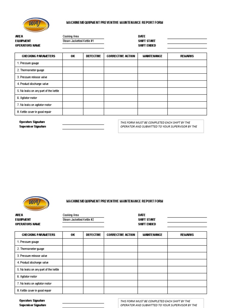 Preventive Maintenance Record | PDF | Valve | Mechanical Engineering