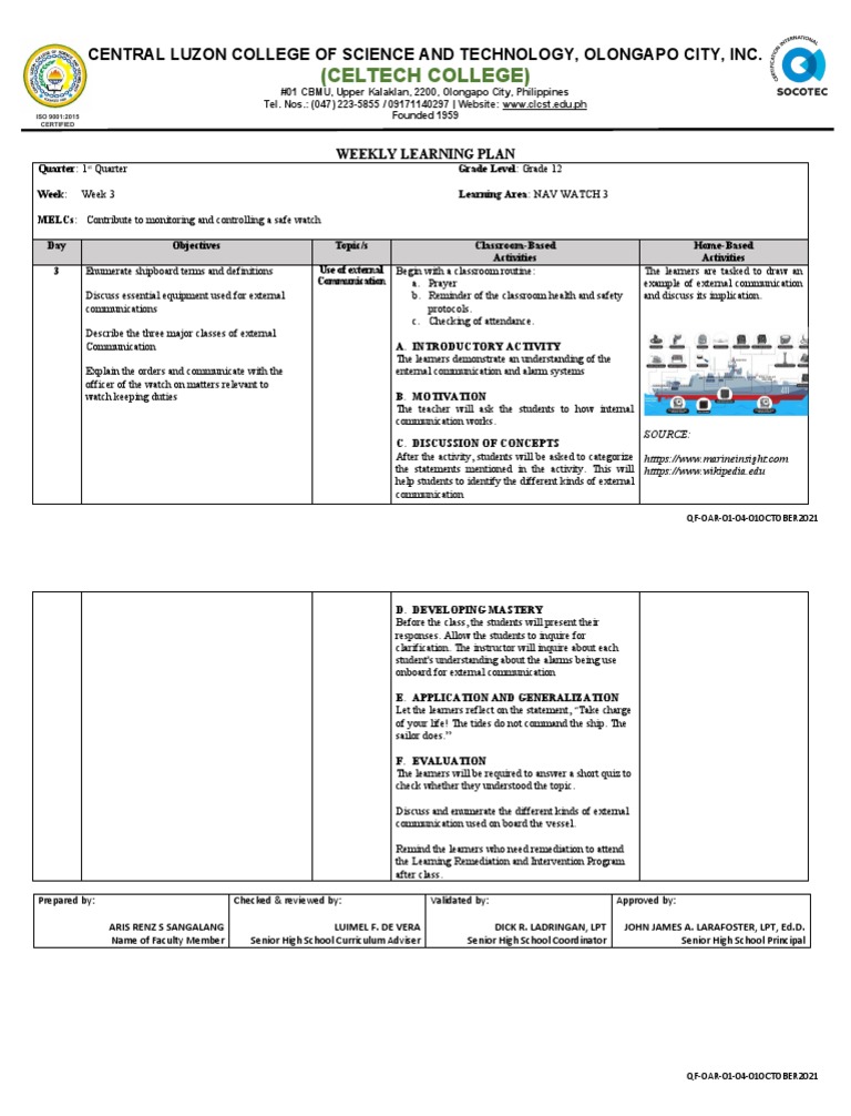 Nav Watch 3 Week 3 Learning Plan | PDF | Learning | Cognition
