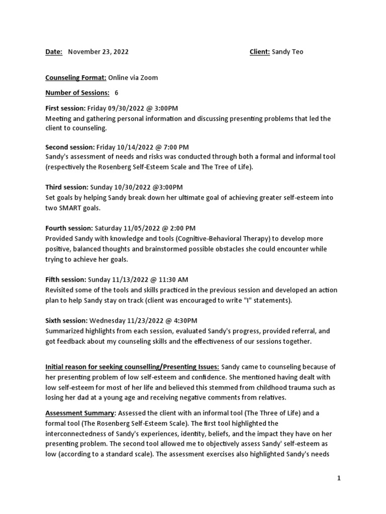 Case Summary Termination Report Template 1 | PDF | Thought | Psychotherapy