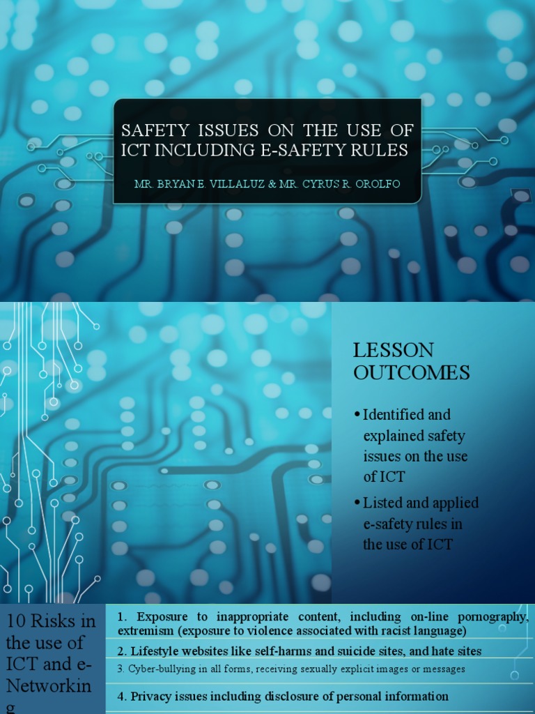 Safety Issues On The Use of ICT Including E-Safety Rules Presetation ...