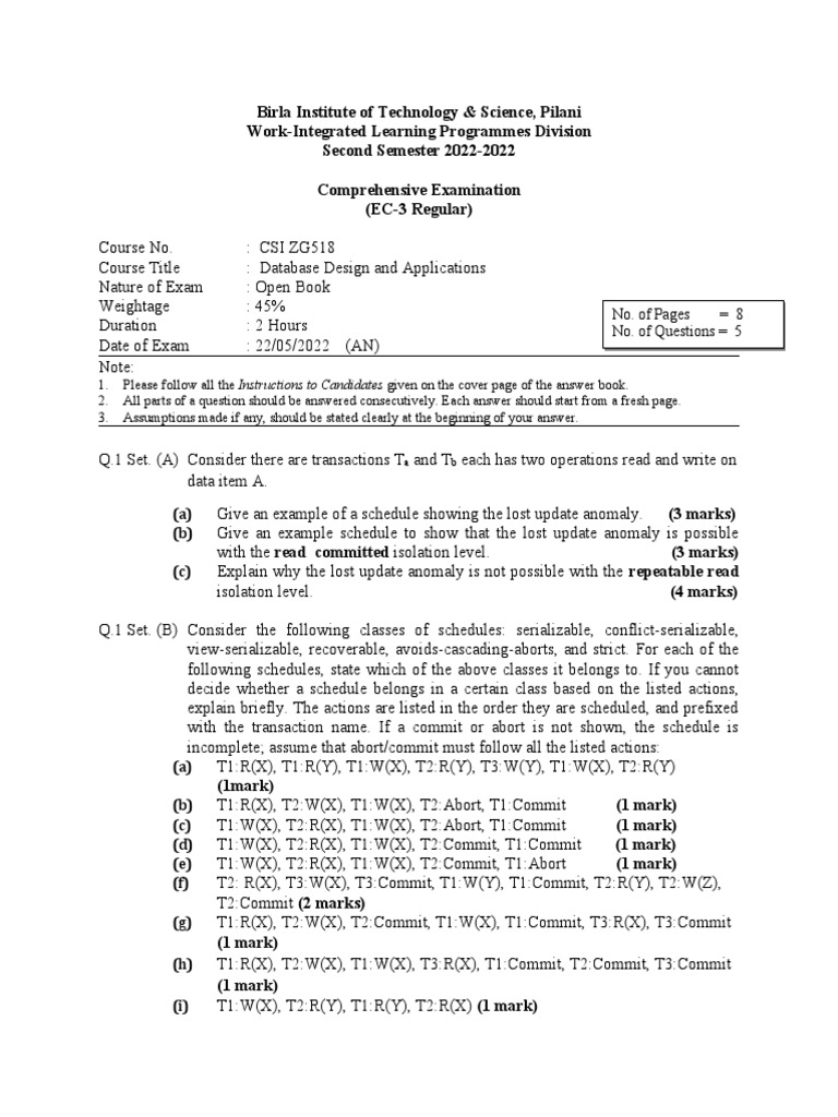 Csi ZG518 Ec-3r Second Sem 2021-2022 | PDF | No Sql | Information Retrieval