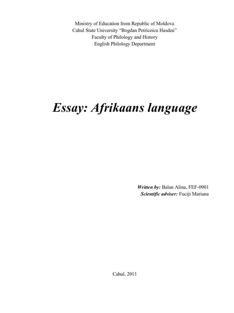 Afrikaans Language Essay | PDF | Grammatical Gender | Linguistics