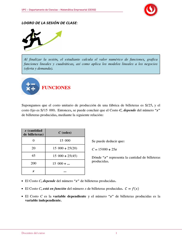CE102 Libro Digital - Semana 5 - Función Ineal | PDF | Oferta y demanda ...