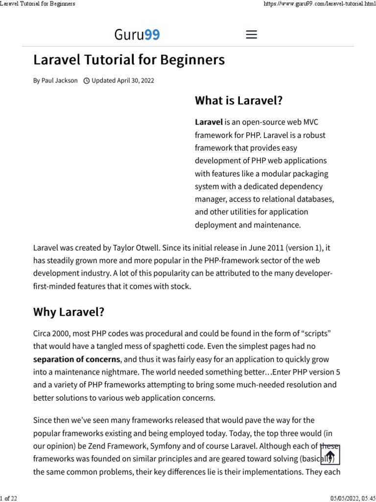 Laravel Tutorial For Beginners Pdf Php Computer File