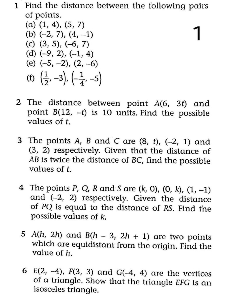 Coordinate Geometry Exercise Pdf