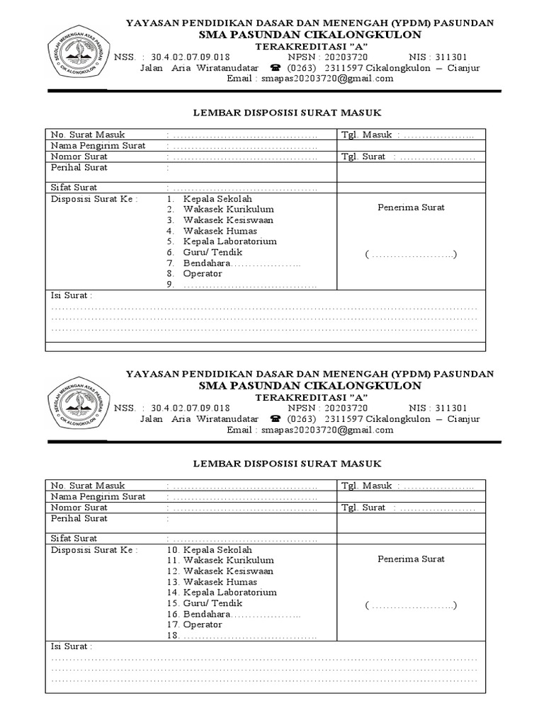 Lembar Disposisi Pdf